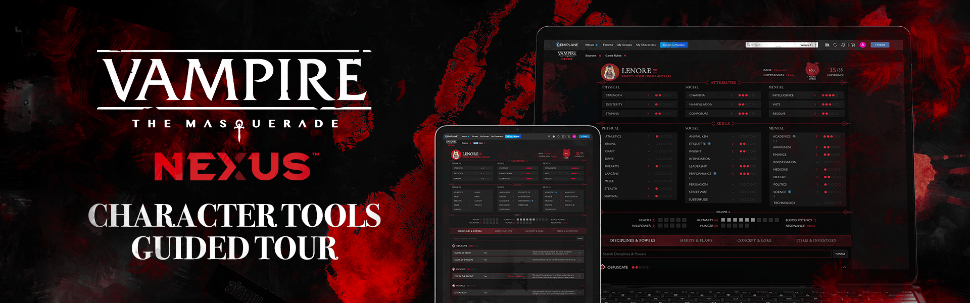 Vampire: The Masquerade NEXUS | Tools | Character Tools Overview