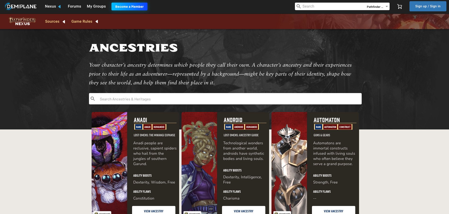 Pathfinder NEXUS | Your Online Pathfinder Companion | Demiplane