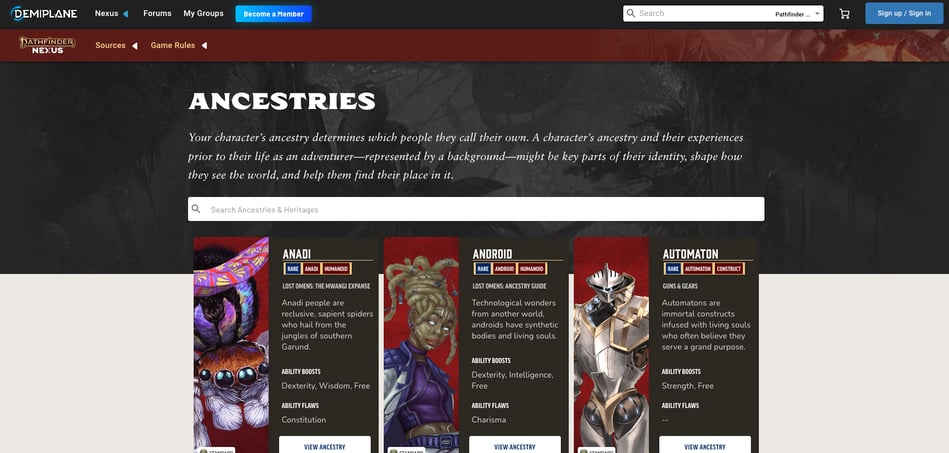 Pathfinder NEXUS | Your Online Pathfinder Companion | Demiplane